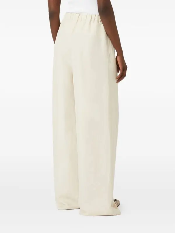 Max Mara Linen And Silk Blend Wide Leg Trousers - Beige