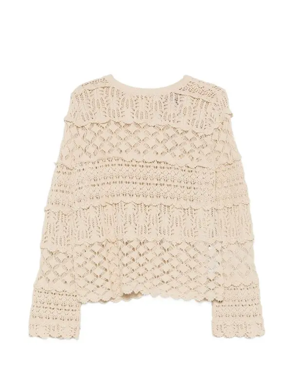 SEMICOUTURE Zilla Crochet Knit Cardigan - White