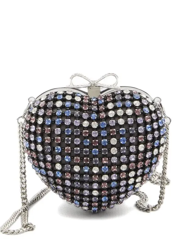 SELF-PORTRAIT Crystal Embellished Heart Clutch - Multi