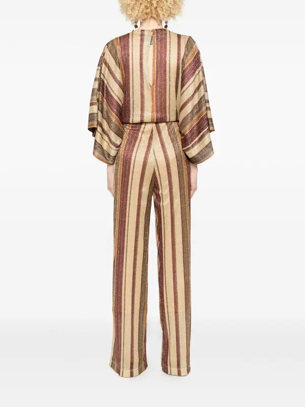 SIYU Striped V-neck Wide Leg Jumpsuit - Multi