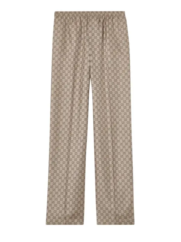 Gucci Silk Twill Monogram Trousers