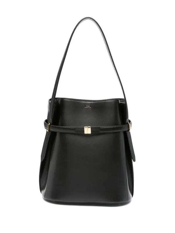 TOTEME Leather Belted Bucket Bag - Black