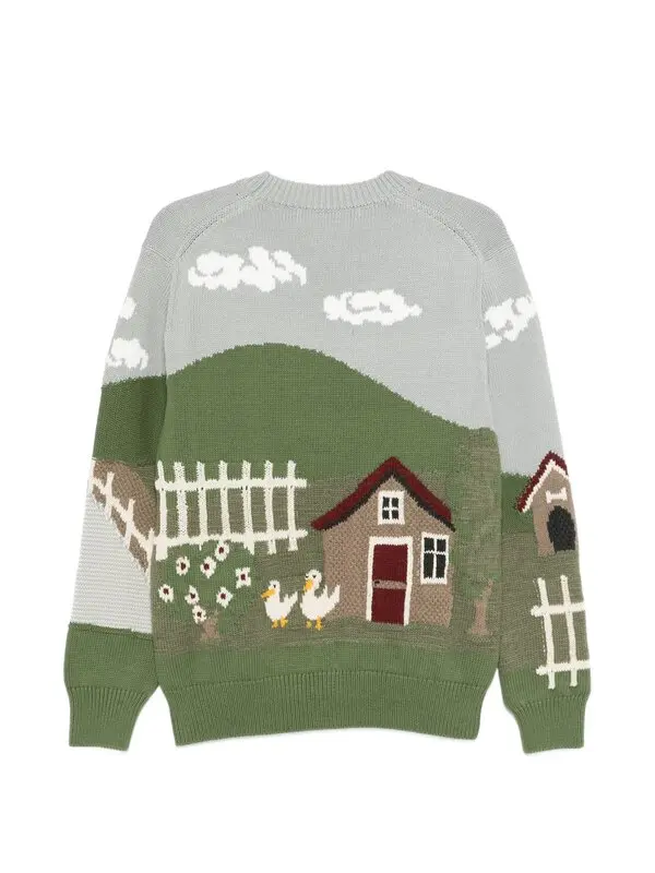 Junya Watanabe Country Scene" Printed Crewneck Sweater - Multi