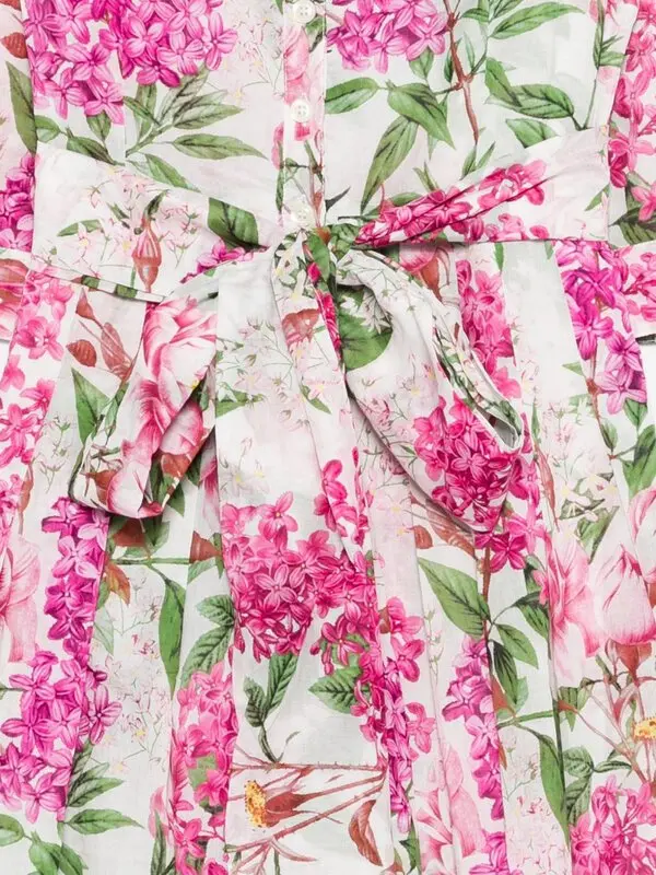 Samantha Sung Audrey Floral Print Cotton Midi Shirt Dress