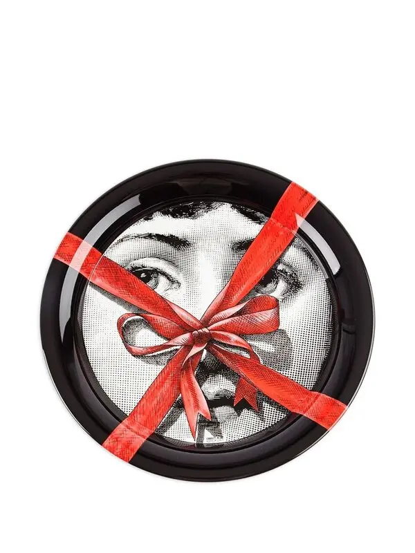 FORNASETTI Cermaci Ceramic Tray With Bow Detail - Black