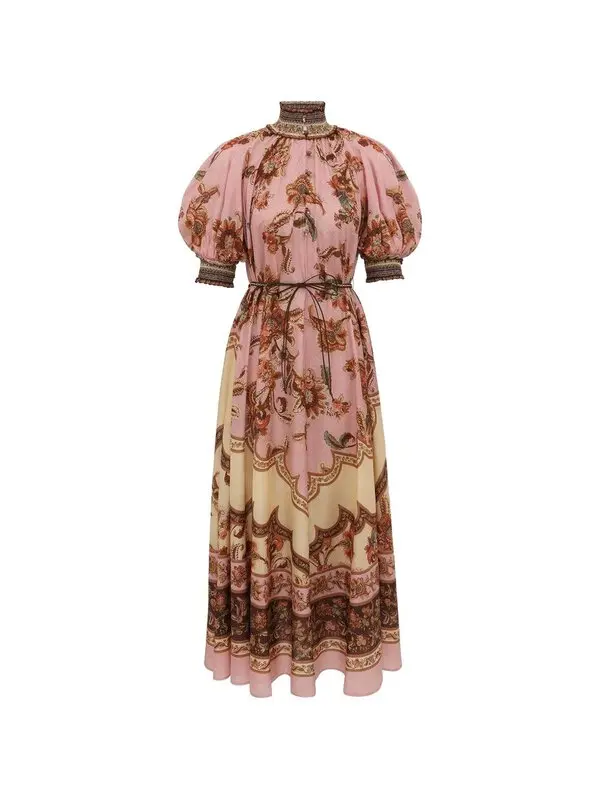 Zimmermann Aster Printed Silk Maxi Dress - Pink