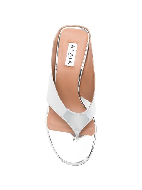 Alaïa Wedge Thong Mules - Silver