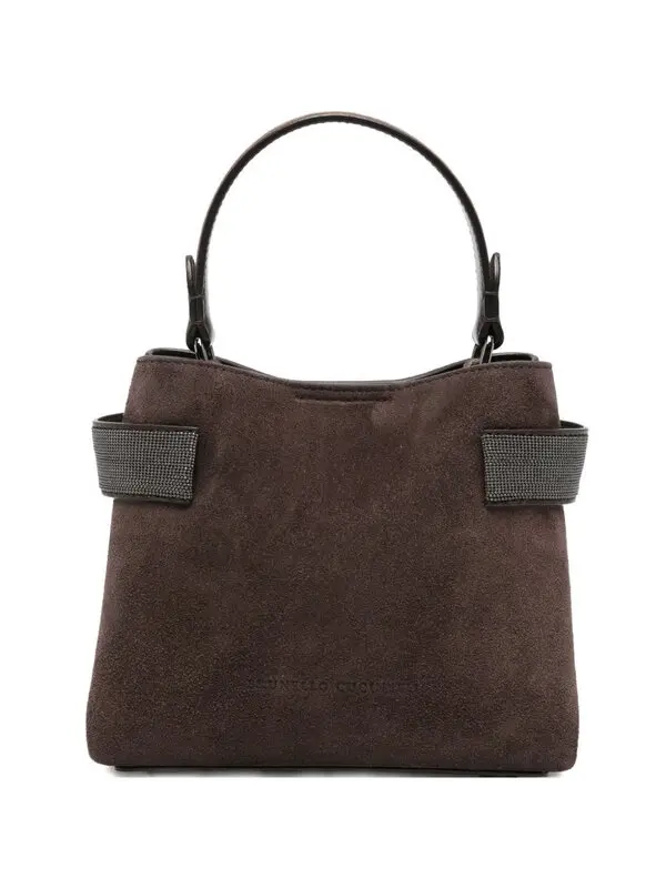 Brunello Cucinelli Suede Handbag With Monili Chain - Brown