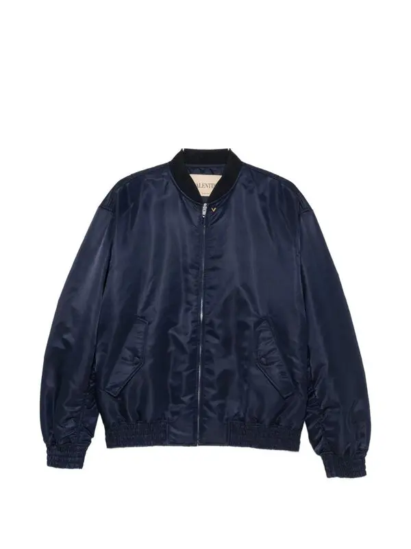 Valentino Garavani Vgold Nylon Bomber Jacket - Blue