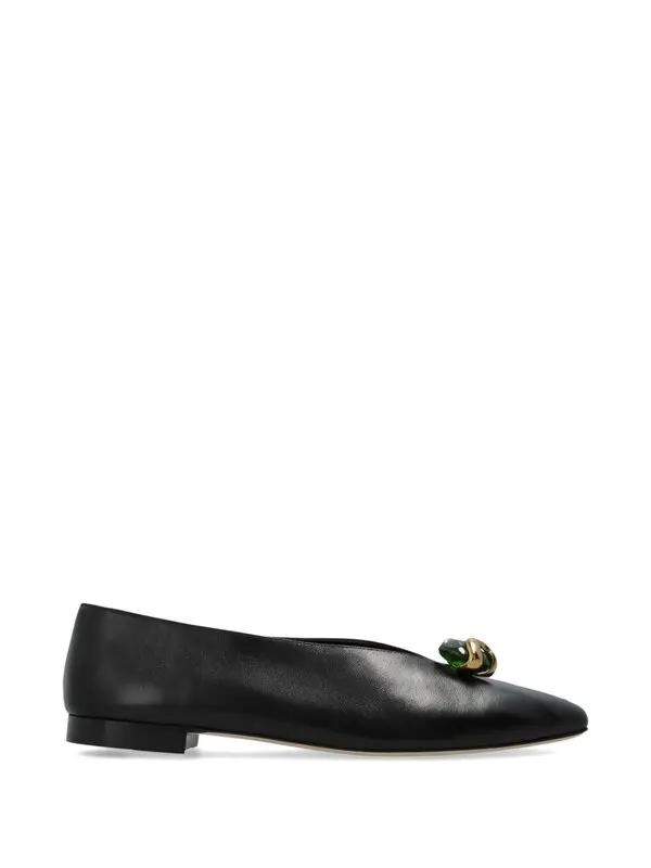 JIMMY CHOO Margot Leather Ballerinas - Black