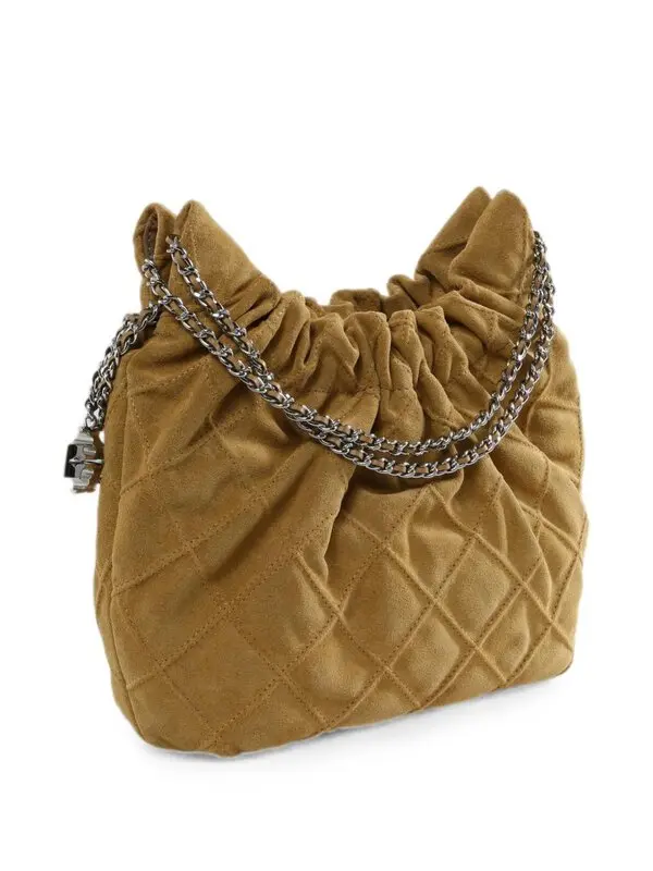 Tory Burch Fleming Mini Suede Leather Hobo Bag - Grey