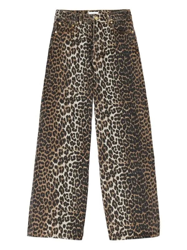 GANNI Organic Cotton Denim Jeans Animal Print - Multi