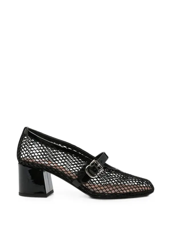 Alaïa Mesh Pumps With Patent Trims And Buckle Fastening - Black