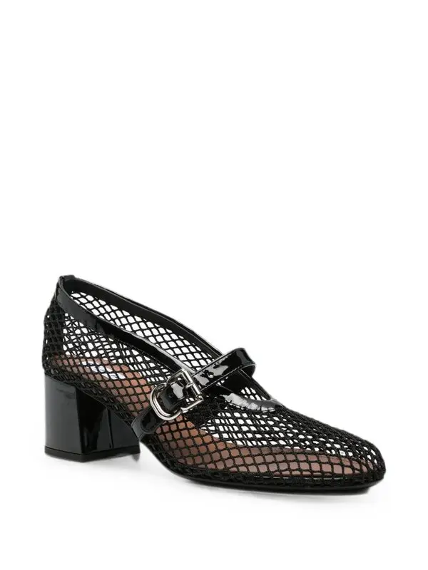 Alaïa Mesh Pumps With Patent Trims And Buckle Fastening - Black
