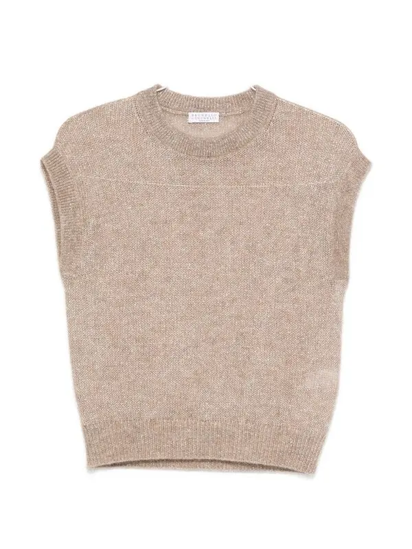 Brunello Cucinelli Sleeveless Crew Neck Sweater - Brown