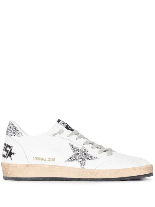 GOLDEN GOOSE Ball Star Leather Sneakers - Silver