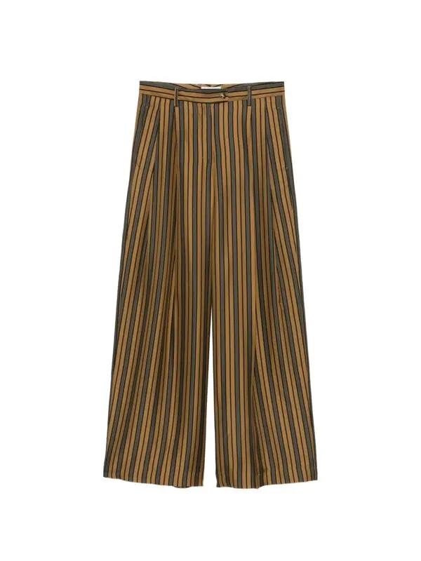 Alberto Biani Striped Silk Trousers - Brown