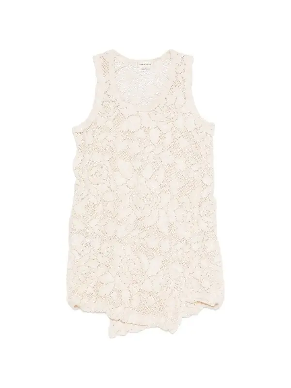 Comme Des Garçons Cotton Blend Lace Tank Top - Beige