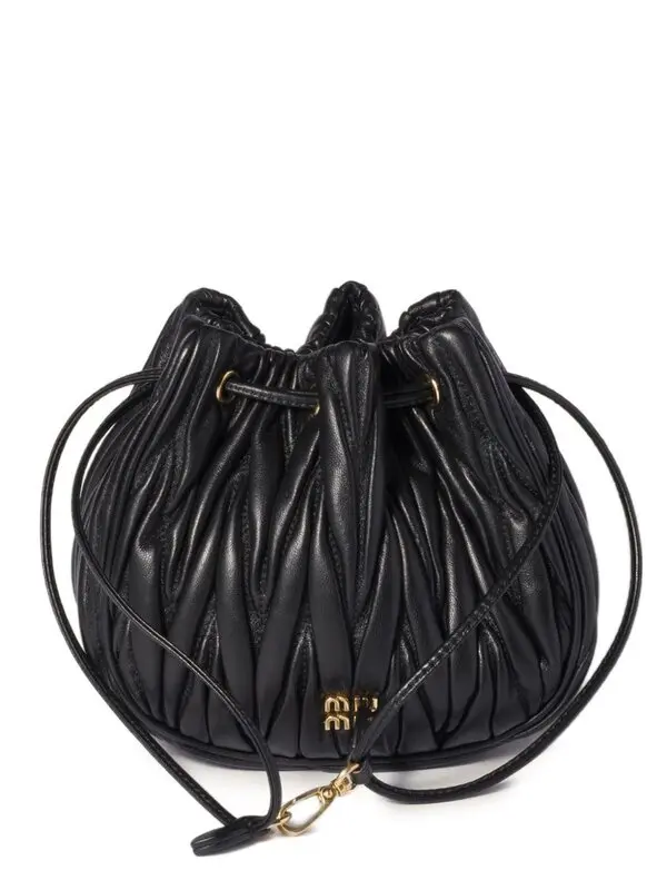 Miu Miu Matelassé Leather Mini Bag - Black