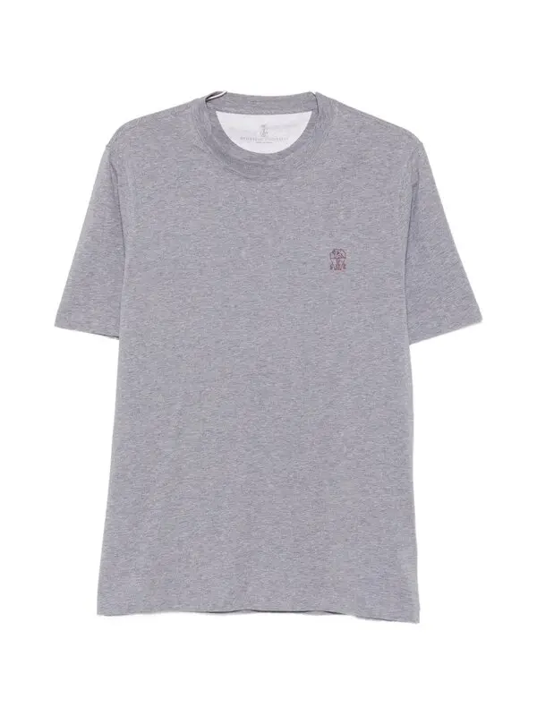 Brunello Cucinelli Logo Cotton T-shirt - Grey