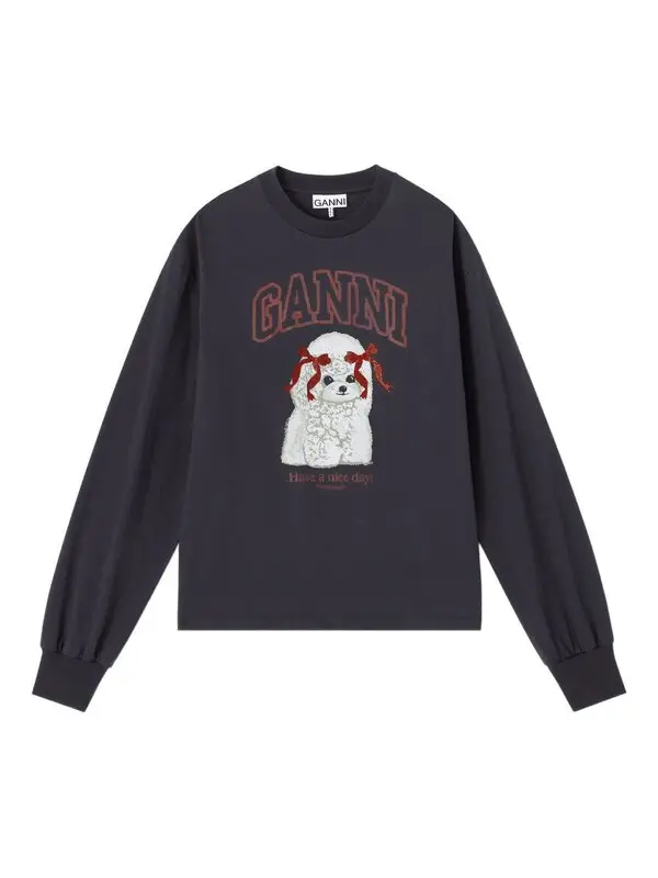 GANNI Puddle Organic Cotton Sweater - Black