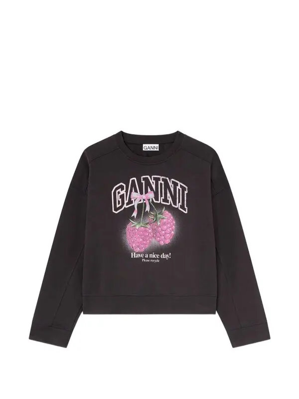 GANNI Graphic Print Cotton Sweatshirt