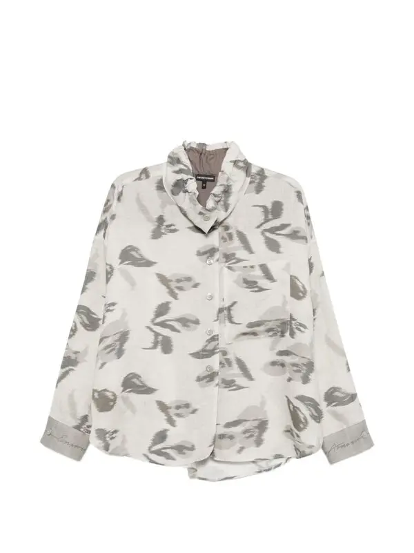 Emporio Armani Printed Linen Shirt - Grey