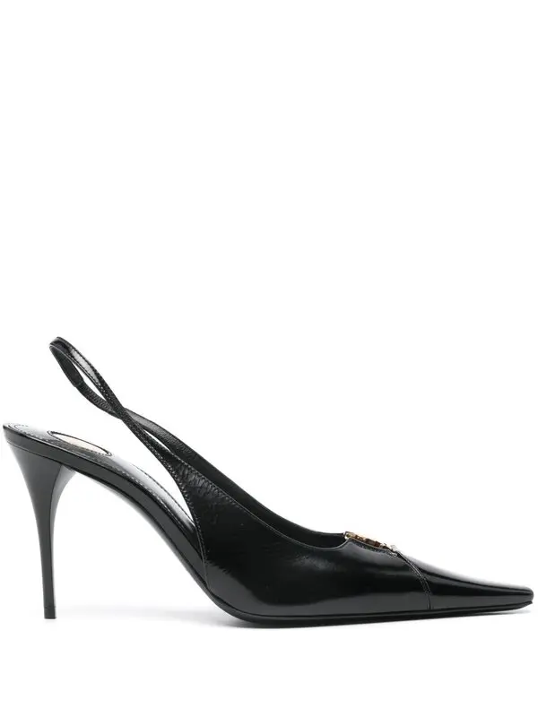 Saint Laurent Babylone Leather Slingback Pumps - Black