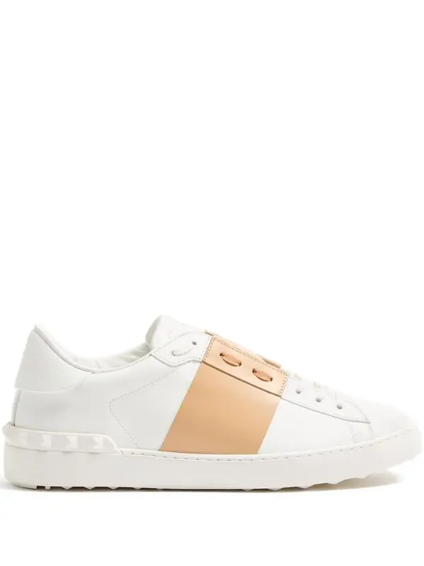 Valentino Garavani Open Leather Sneakers - Beige