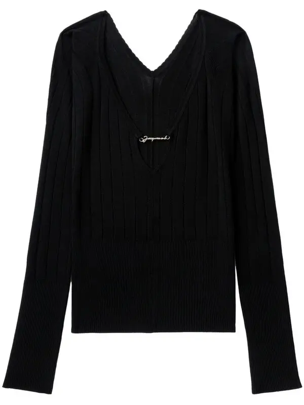 Jacquemus Le Haut Pralu V-neck Ribbed Knit Top
