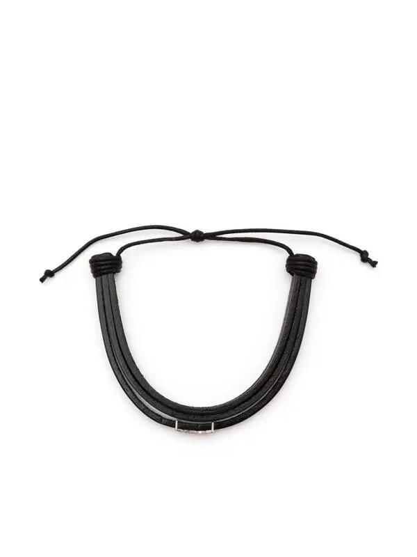 Saint Laurent Cassandre Leather Bracelet - Black