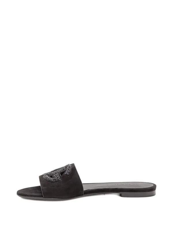 Dolce & Gabbana Dg Logo Embellished Leather Sandals - Black