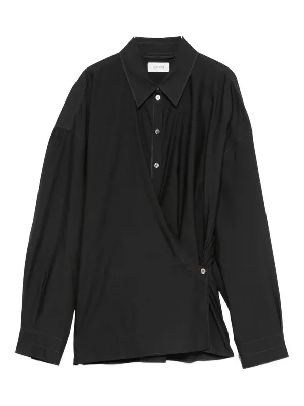 LEMAIRE Cotton And Silk Blend Shirt - Blue