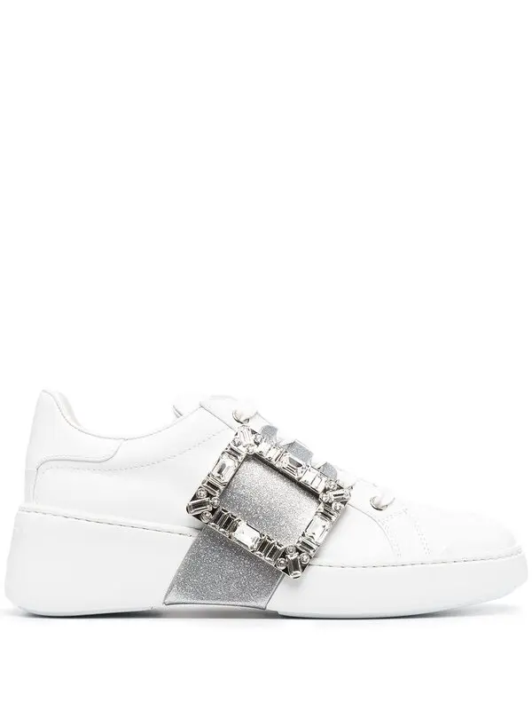ROGER VIVIER Viv Skate Glitter Sneakers - Silver