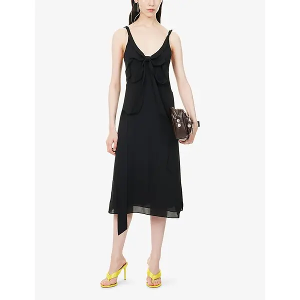Acne Studios Silk Mini Dress With Bow Embellishment