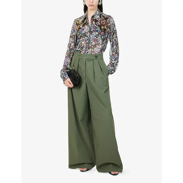 Dries Van Noten Embellished Graphic Print Crepe Shirt