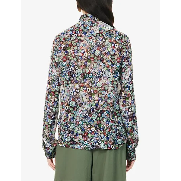 Dries Van Noten Embellished Graphic Print Crepe Shirt