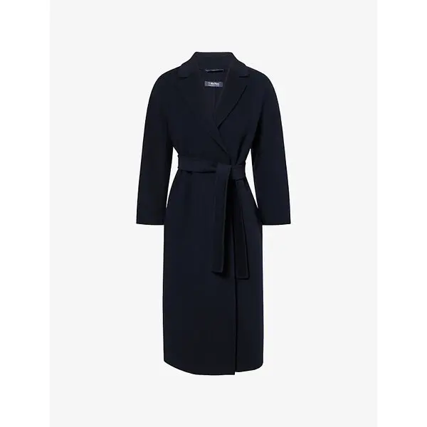 Max Mara Belted Mid-length Wool Coat - Midnightblue