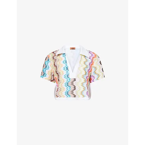 Missoni Chevron-print Open Collar Jersey Top - Multi