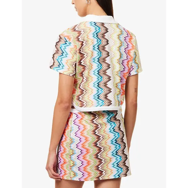 Missoni Chevron-print Open Collar Jersey Top - Multi