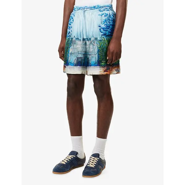 Casablanca Trompe L'oeil Silk Shorts - Multi