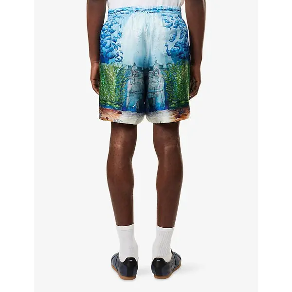 Casablanca Trompe L'oeil Silk Shorts - Multi