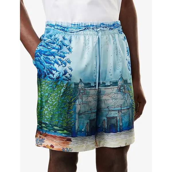Casablanca Trompe L'oeil Silk Shorts - Multi