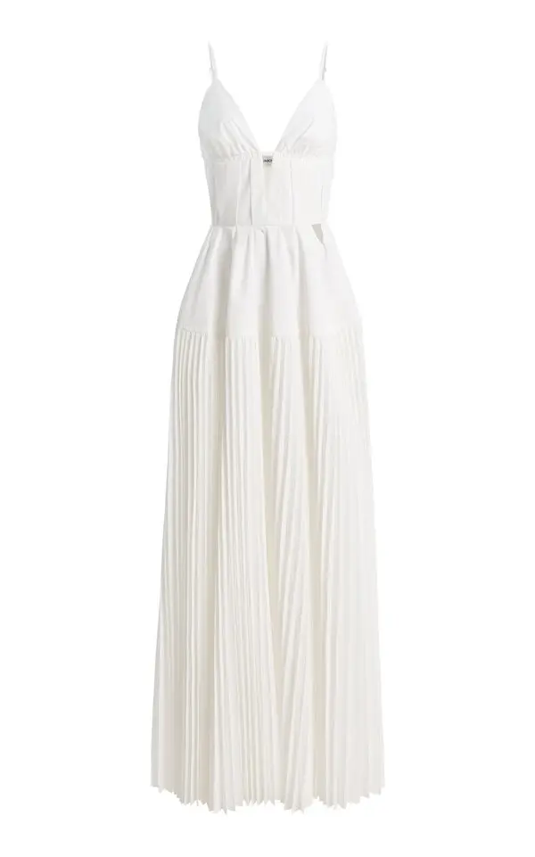 Simkhai Selene Pleated Crepe Maxi Dress