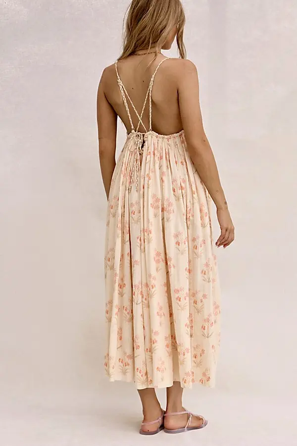 Free People Raffia Blooms Printed Jumpsuit - Tea Combo