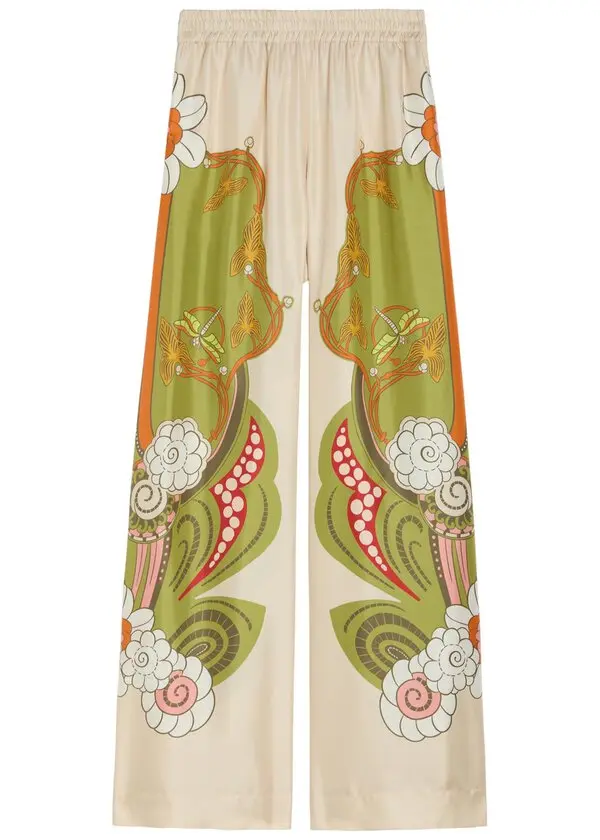 La DoubleJ Printed Wide-leg Silk Trousers - Multicoloured