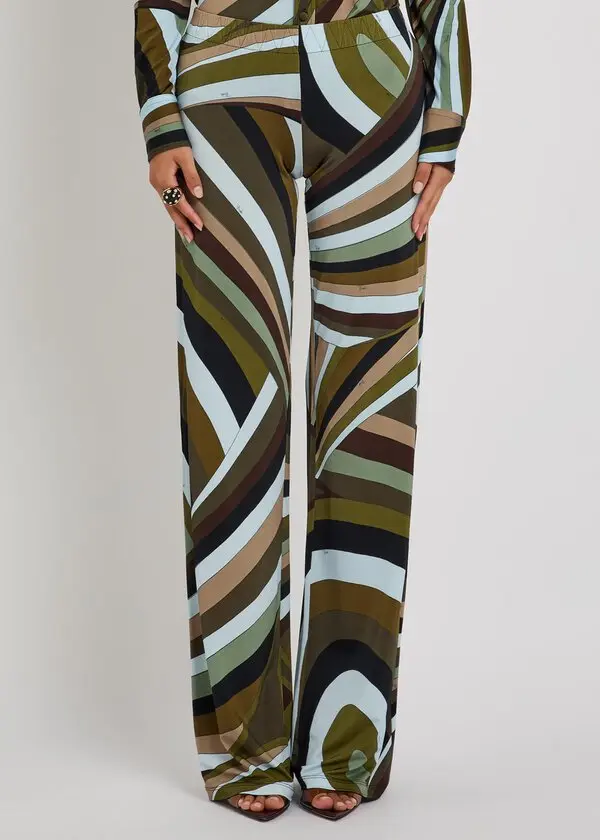Emilio Pucci Printed Satin-jersey Straight-leg Trousers - Multicoloured