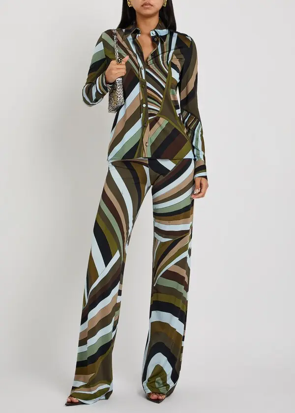 Emilio Pucci Printed Satin-jersey Straight-leg Trousers - Multicoloured