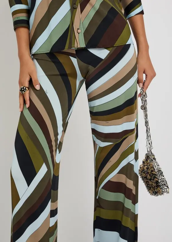Emilio Pucci Printed Satin-jersey Straight-leg Trousers - Multicoloured