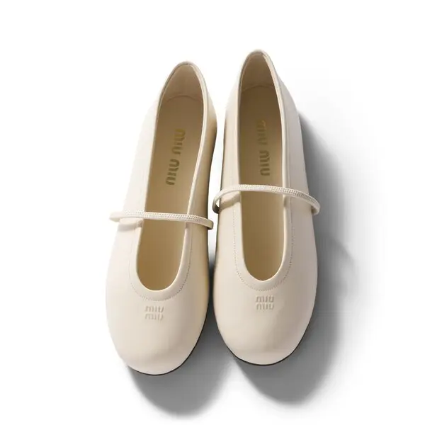 Miu Miu Nappa Leather Ballerinas - Ivory